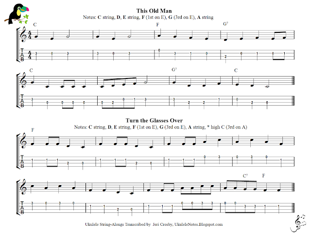 Jeri's YOUkulele Notes: Folk Melodies in Tab and on the Staff