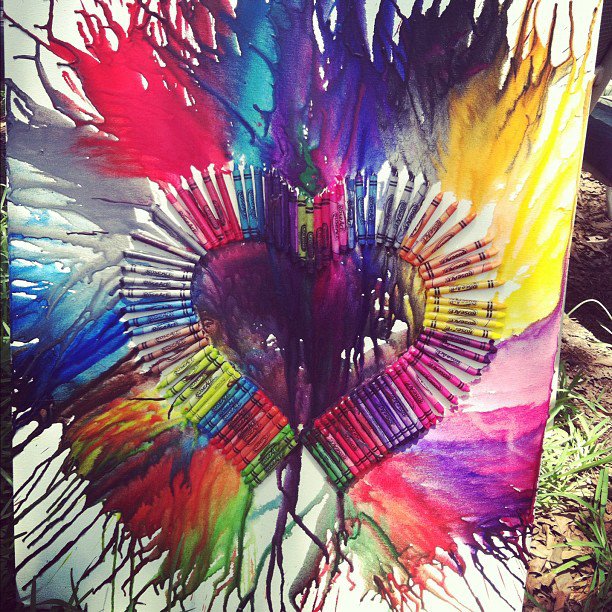 Seven: Melted Crayon Wall Art