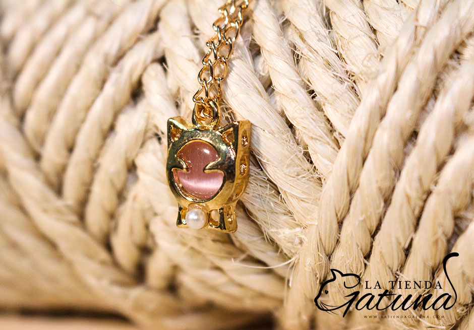Cadena y Aretes Gato con perlita Ref. 033 - La Tienda Gatuna ...