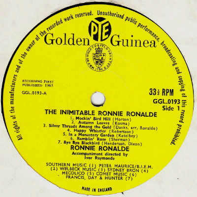 MONOLOVER: RONNIE RONALDE/THE INIMITABLE RONNIE RONALDE GGL-0193 (-63 ...