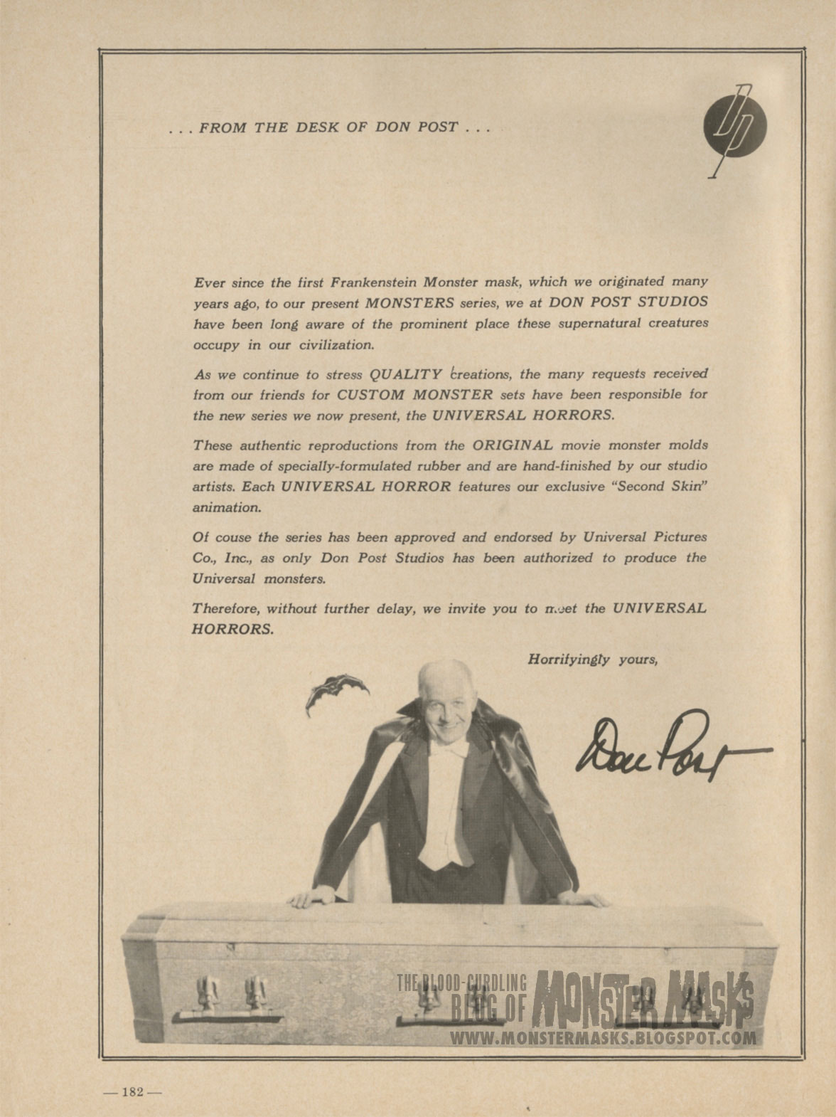 1964 Don Post Universal Horrors Ad | Blood Curdling Blog of Monster Masks
