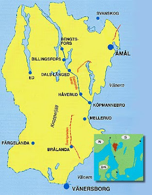 Karta över Dalsland Regionen Bild | Karta över Sverige, Geografisk ...