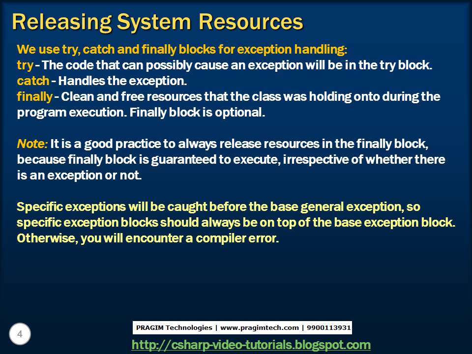 Sql Server Net And C Video Tutorial Part 40 Exception Handling
