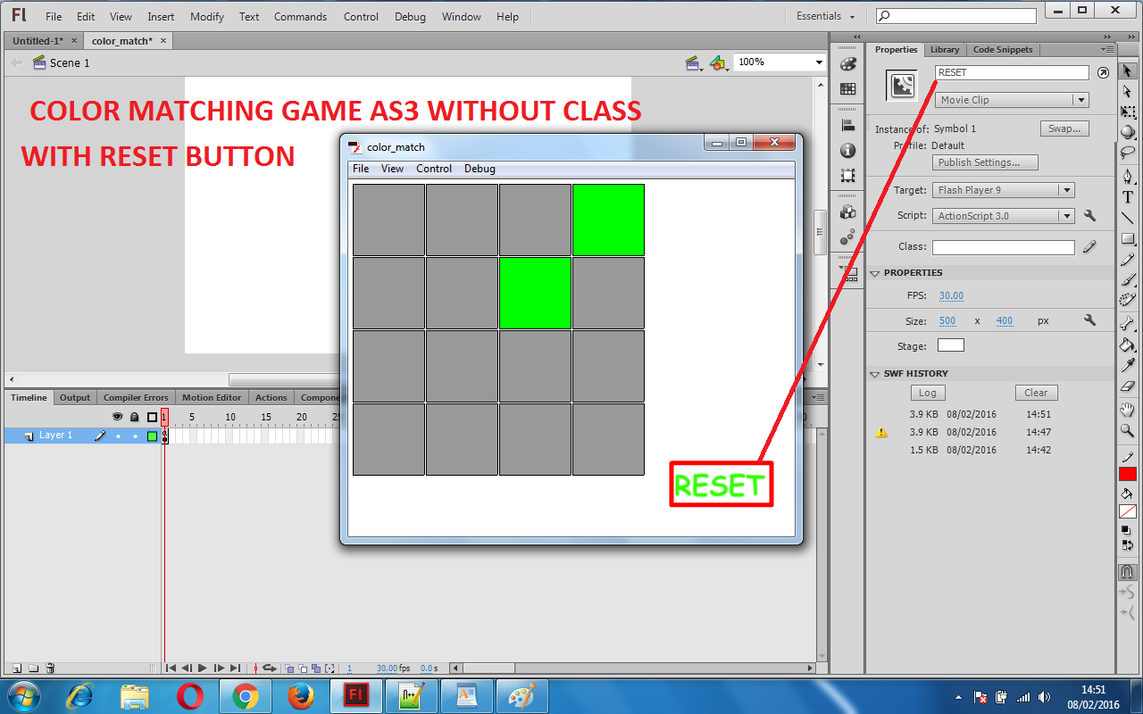 COLOR MATCHING GAME AS2 AS3 - Flash College