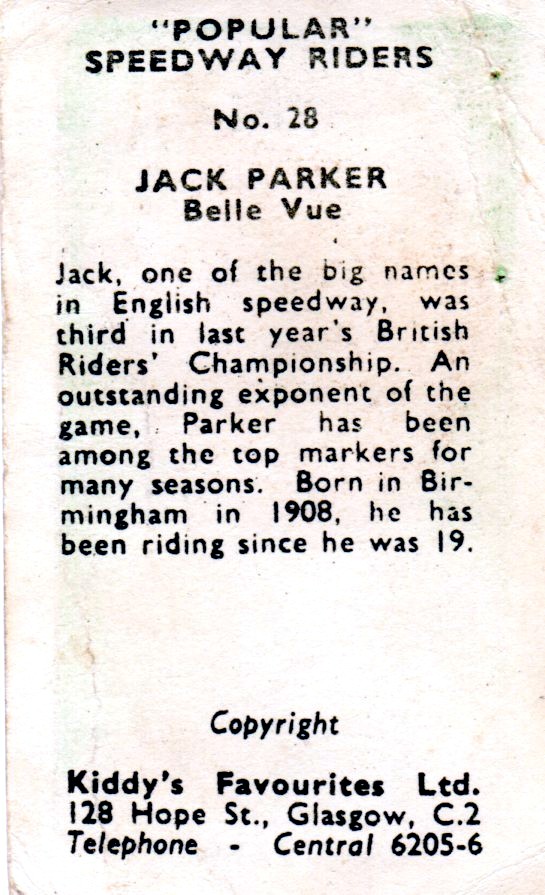 Speedway Archive: Kiddy's Favourites Popular Speedway Riders 1950