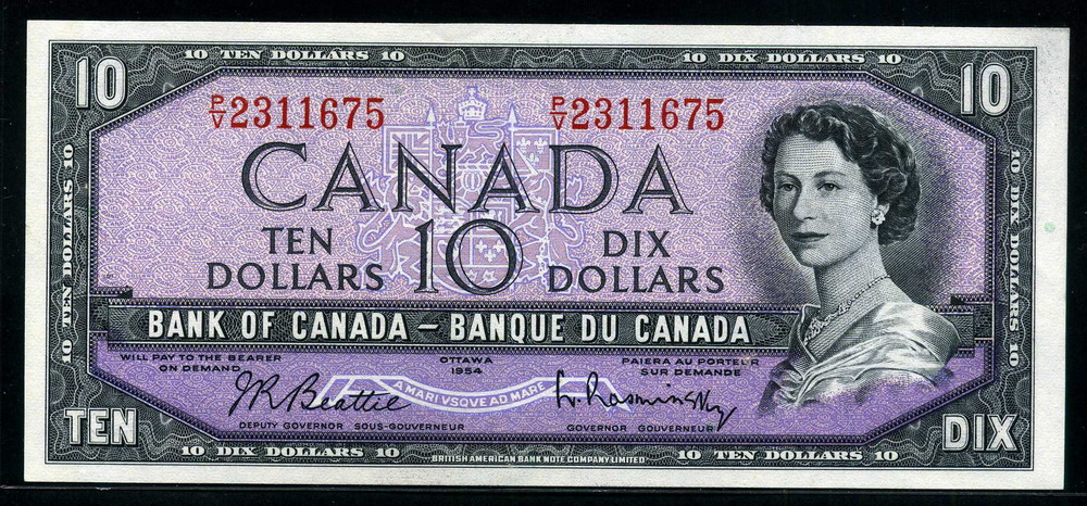 Canada Banknotes 10 Canadian Dollars Banknote 1954 Queen Elizabeth II canada-banknotes-10-canadian-dollars-banknote-1954-queen-elizabeth-ii