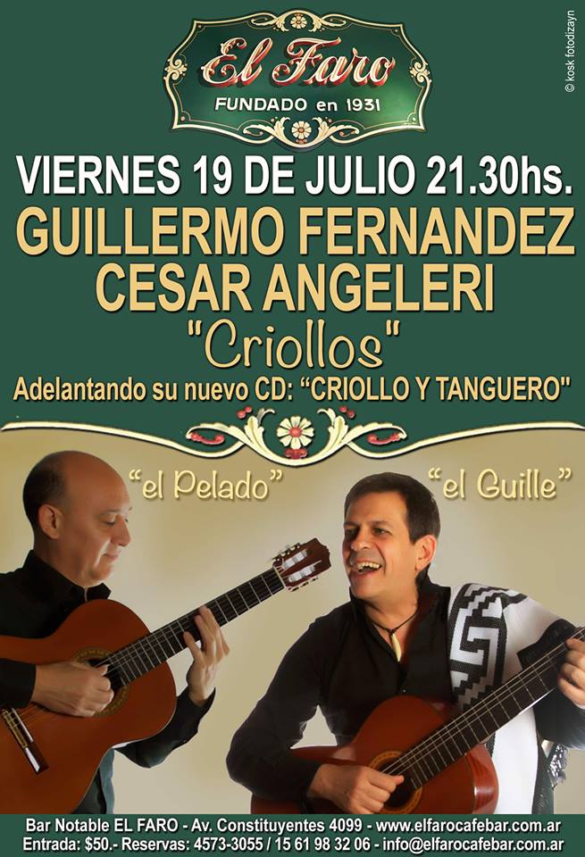 Barrio de Tango: Guillermo Fernández à El Faro ce vendredi [à l'affiche]