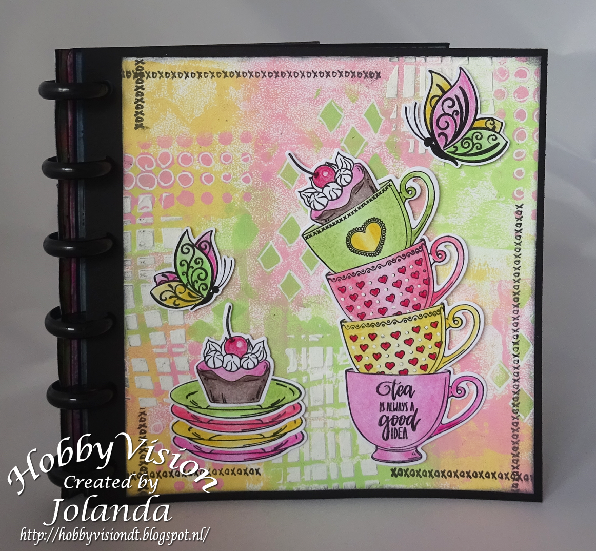 HobbyVision Creative Crew: Disc Bound Art Journal pagina 'Theekopjes'