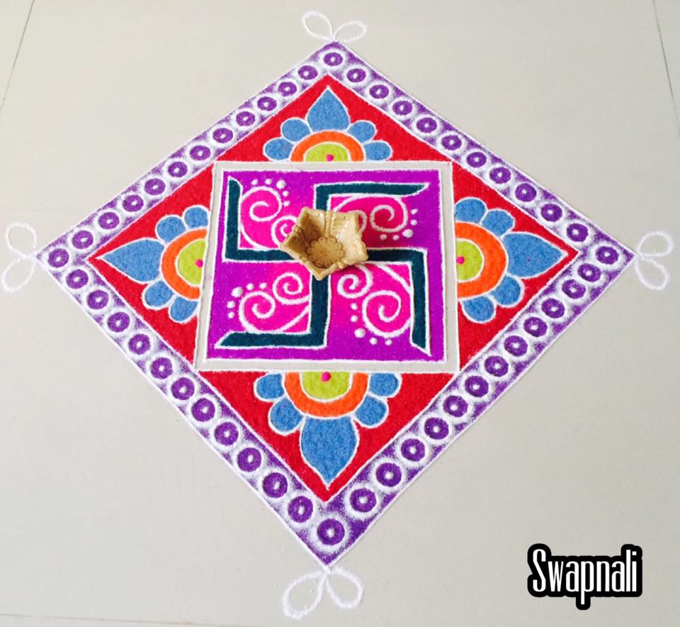 TELUGU WEB WORLD: SWASTIK DESI RANGOLI ART FOR DIWALI FESTIVAL 2017