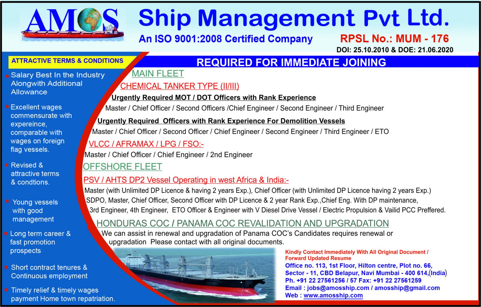 Hiring Crew For PSV, AHTS, LPG, VLCC, Oil Chemical Tanker Ships ...