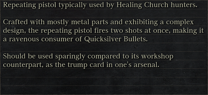 Repeating Pistol | Bloodborne Wiki
