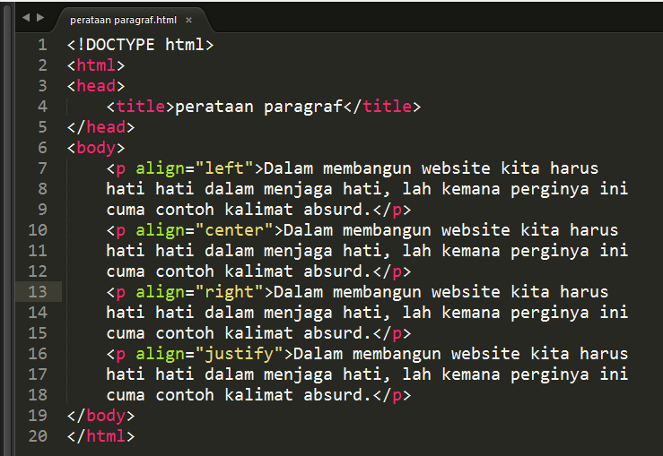 Cara Membuat Paragraf dan Perataan Paragraf di HTML ~ Domo Teknologi