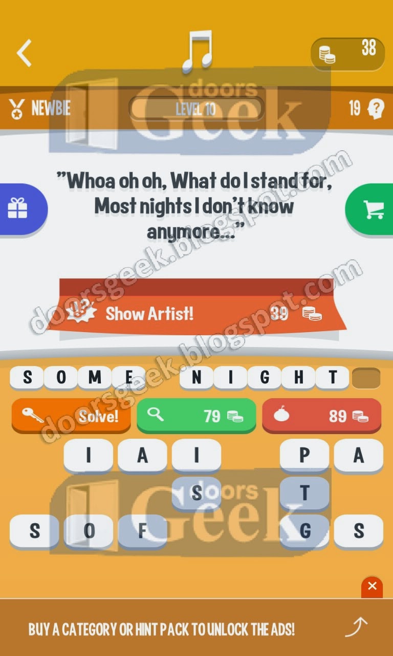 Song Quiz [Newbie] Level 10 Answer ~ Doors Geek