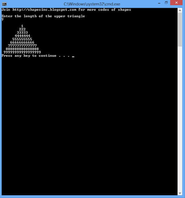 Upper Triangle Numbered ~ Shapes in C++ - Free | C++Tutorial | Online