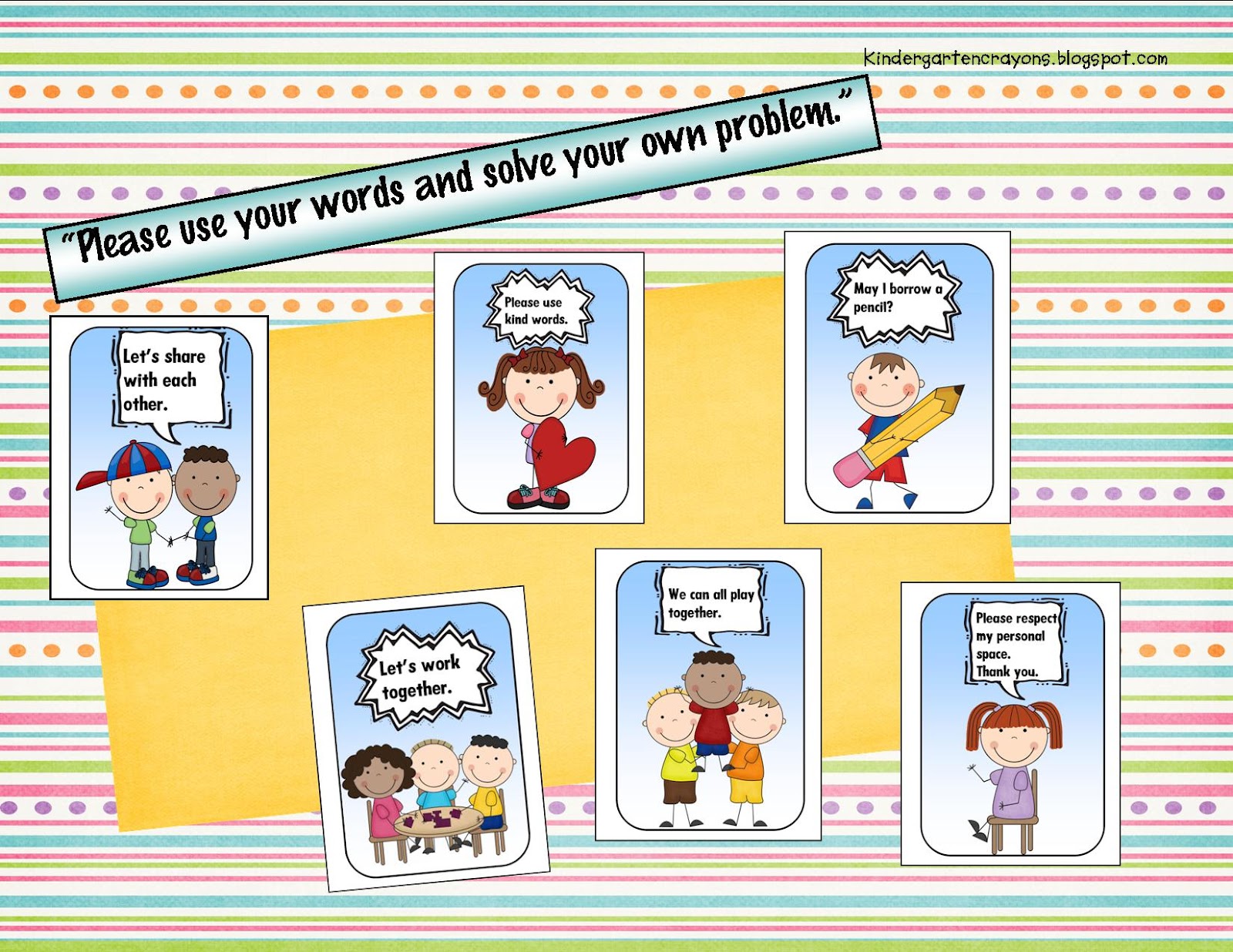 Kindergarten Crayons: Please use your words and solve your own problem...