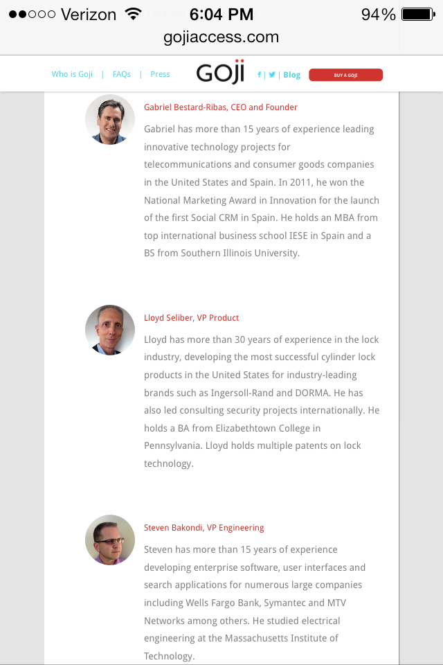 Katelyn Boulton - New Media Applications: Best Device: Goji Smart Lock