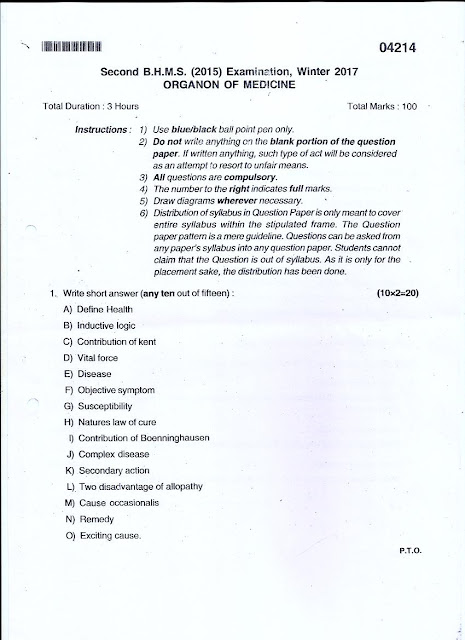 The Ultimate Medical Student Helper: Organon of Medicine 2nd BHMS MUHS Question Paper