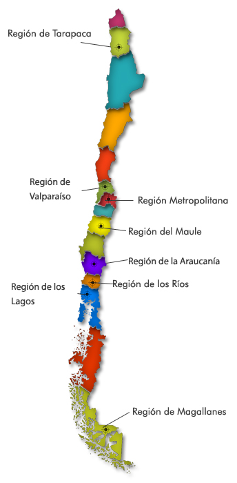 Mapas de Chile: Mapa chile regiones