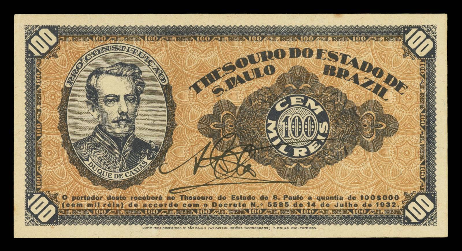 Brazil 100 Mil Reis banknote 1932 Sao Paulo|World Banknotes & Coins ...