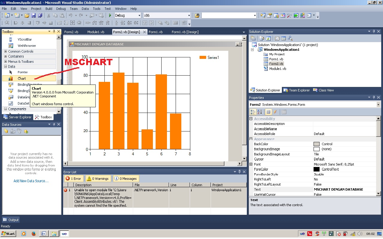 Membuat Grafik Dengan Mschart Dari Database