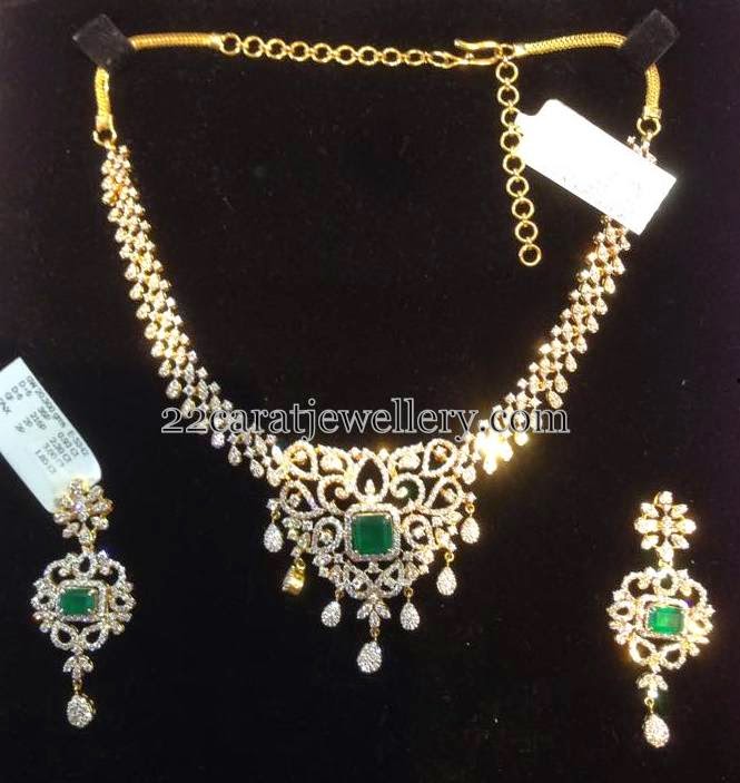 Simple Diamond Necklace by Shreejewellers - Jewellery Designs