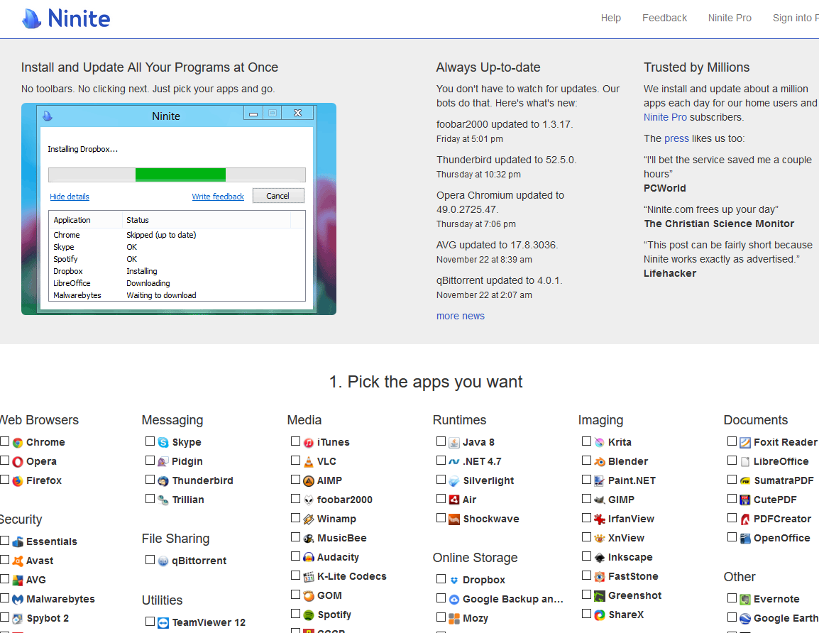 Ninite - Excelente serviço que nos permite instalar tudo de uma vez ...