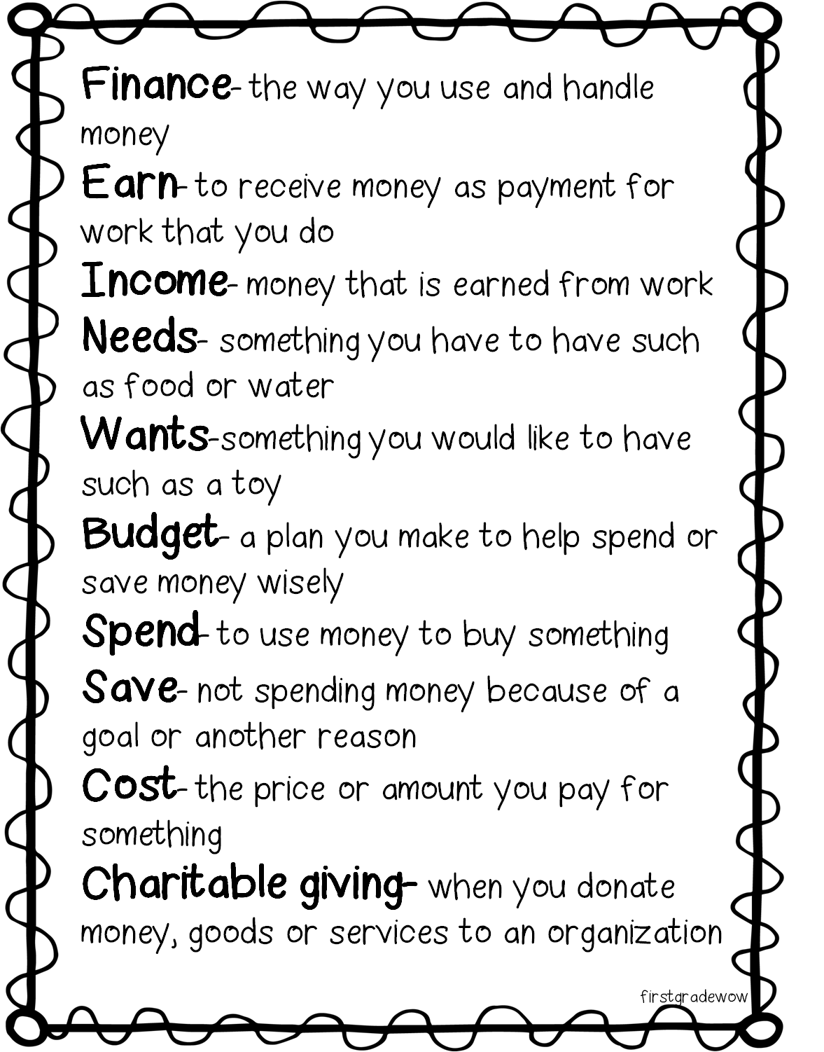 First Grade Wow: Personal Finance for Kids