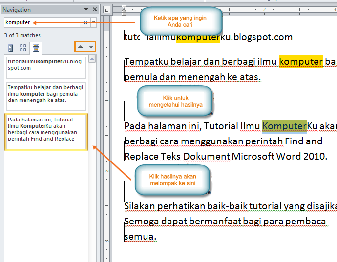 Find and Replace Teks Dokumen Word 2010 | Tutorial Ilmu Komputerku