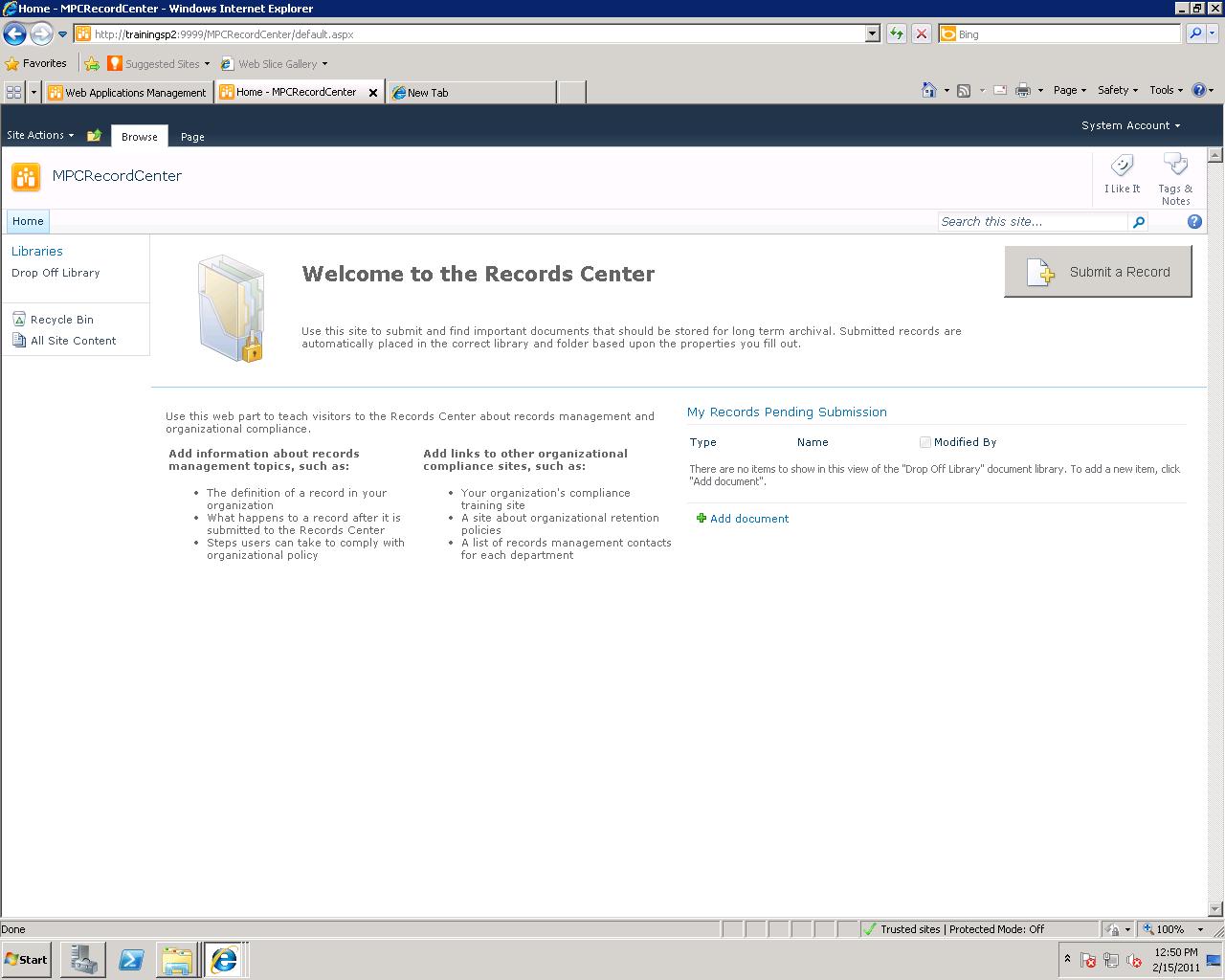Purna's MORE SHAREPOINTS : Record Center in Sharepoint 2010