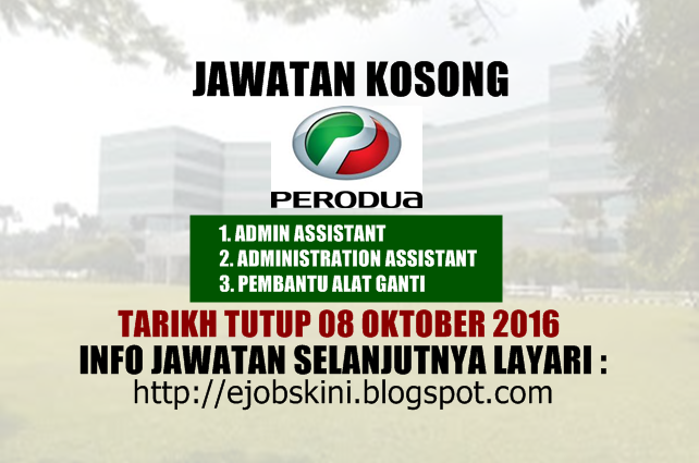 Jawatan Kosong Terkini di PERODUA - 08 Oktober 2016