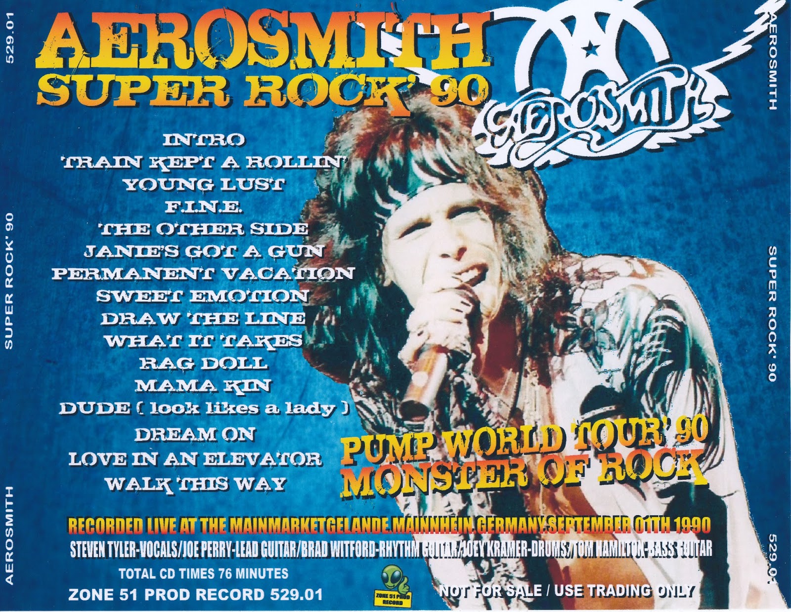 AEROSMITH BOOTLEGS COVER ARTS: SUPER ROCK 90 (monster of rock 90) mannhein