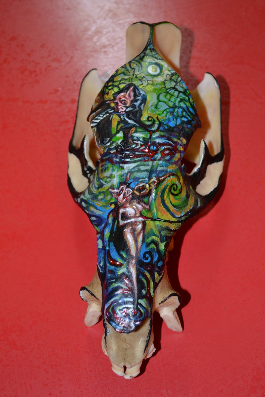 art by halee: painted Boar Skull