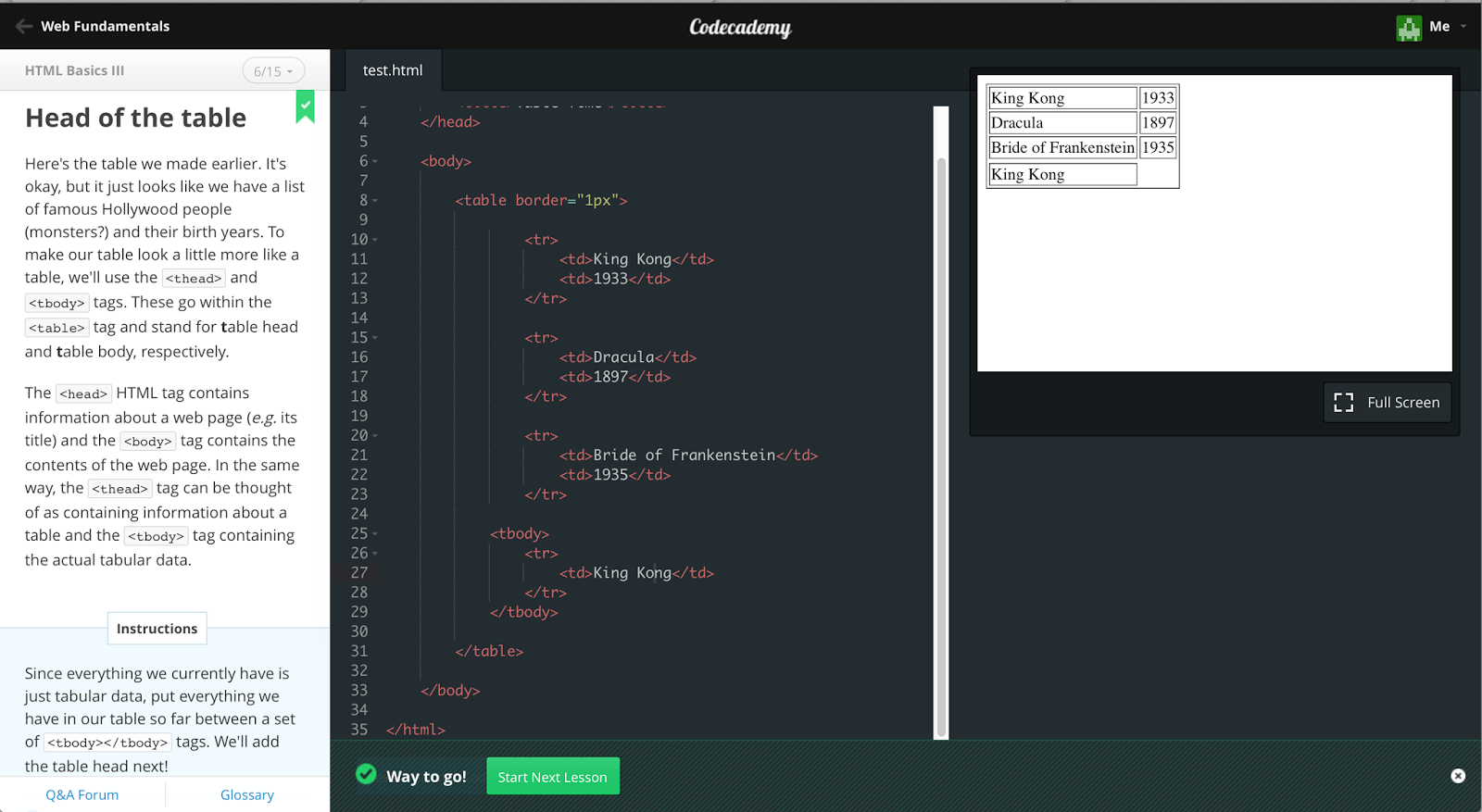 Hey I M Jesslyn Code Academy Html And Css Html Basic Iii