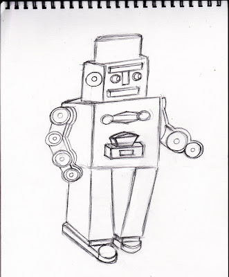 IN3D: Week 1 : Sketch of Robot & Comparison between Prison & Toon Town