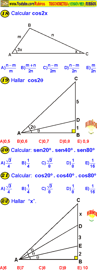 IDENTIDADES DEL ANGULO TRIPLE EJERCICIOS RESUELTOS DE TRIGONOMETRIA PDF