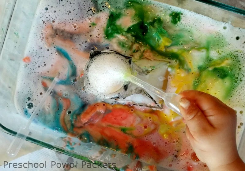 Preschool Science Experiment: Rainbow Volcano | Preschool Powol Packets