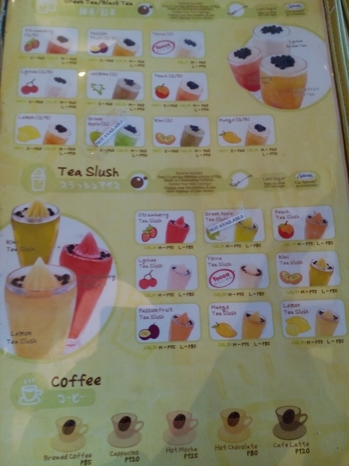 Tokyo Bubble Tea menu in Ayala Centrio - Cagayan De Oro