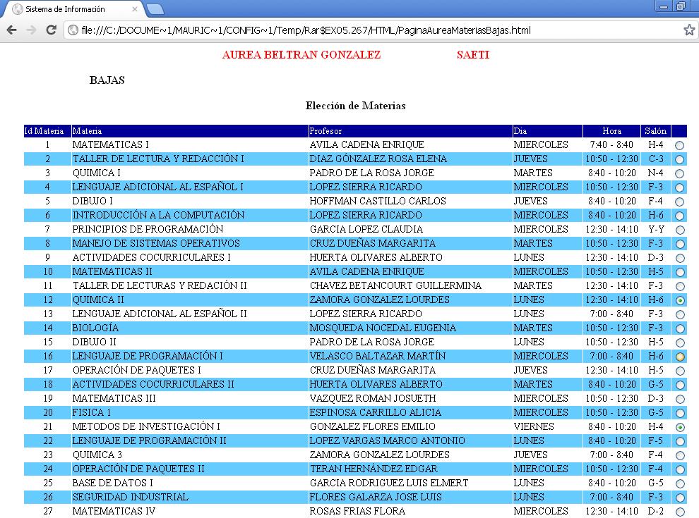 SEMINARIO DE DESARROLLO DE SISTEMAS: Sistema De Información: Control Escolar-Interfaz
