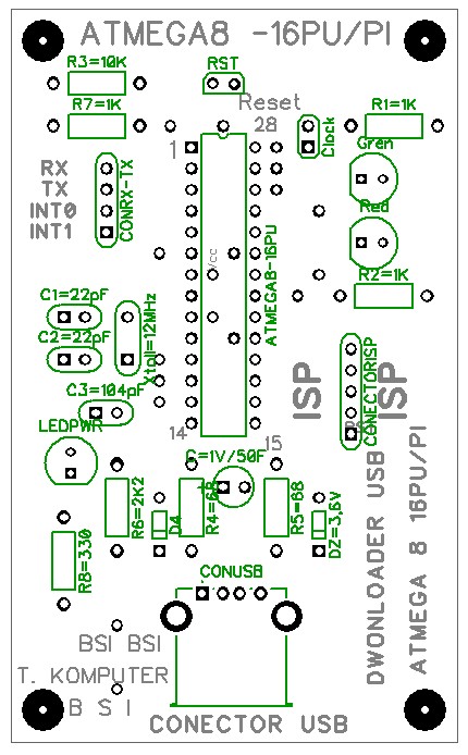 Mikrokontroler Atmel MCS51 dan ATMega (AVR): PCB Layout Driver ATmega 8