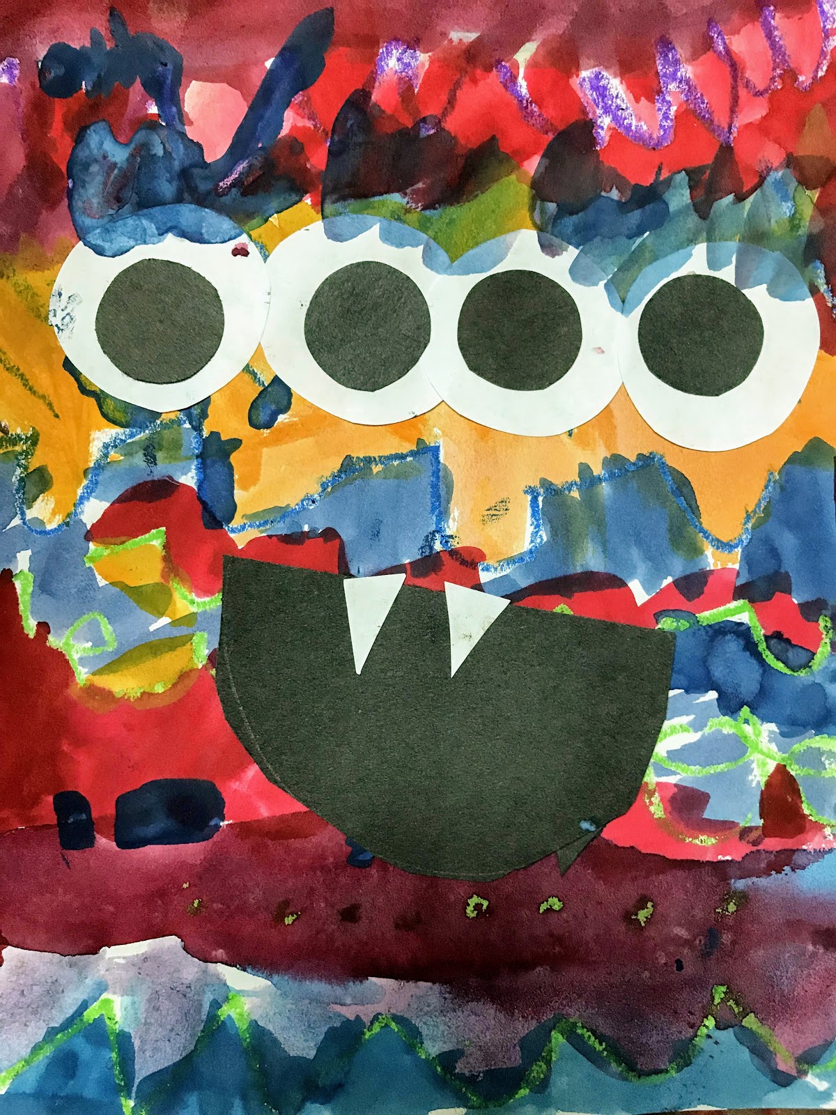 Elements of the Art Room: Kindergarten Line Painting Monsters