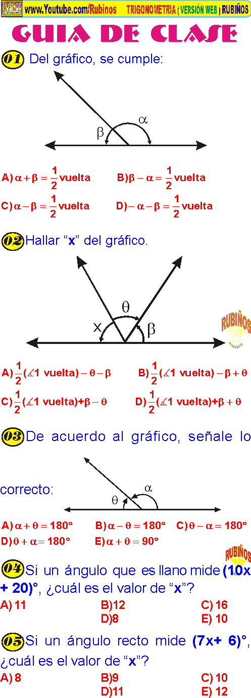 ÁNGULO TRIGONOMÉTRICO Y SISTEMAS DE MEDIDAS ANGULARES CONVERSIÓN ...