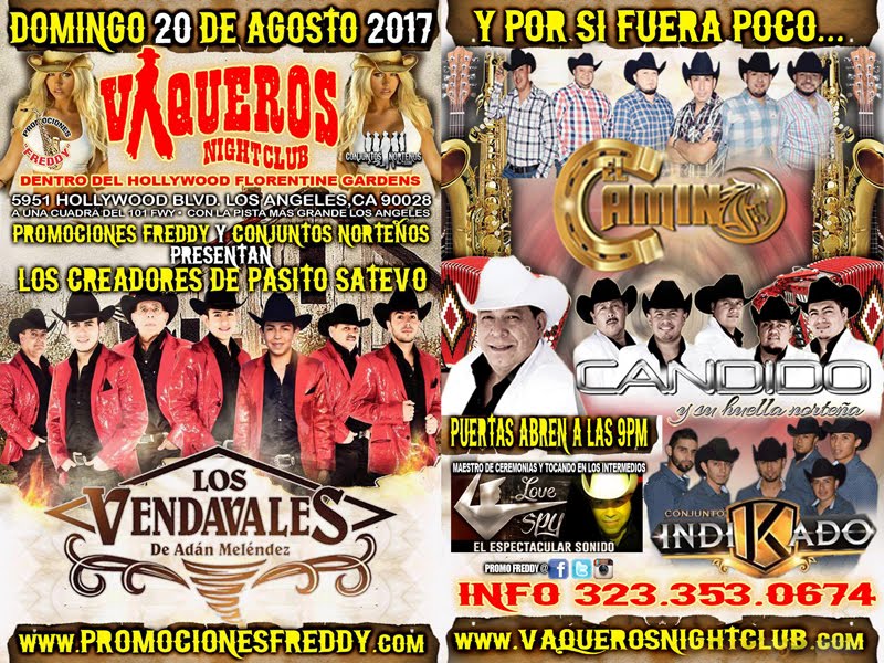 Promociones Freddy: Domingo, 20 de Agosto, 2017: VAQUEROS NORTEÑO