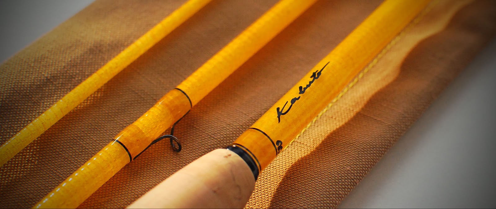 Handcrafted graphite and fiberglass fly rods: Kabuto brown 6'6" 2wt.