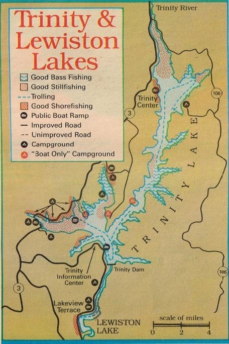 California Fishing october 2023 Trinity, Lewiston Lake Fishing Map ...