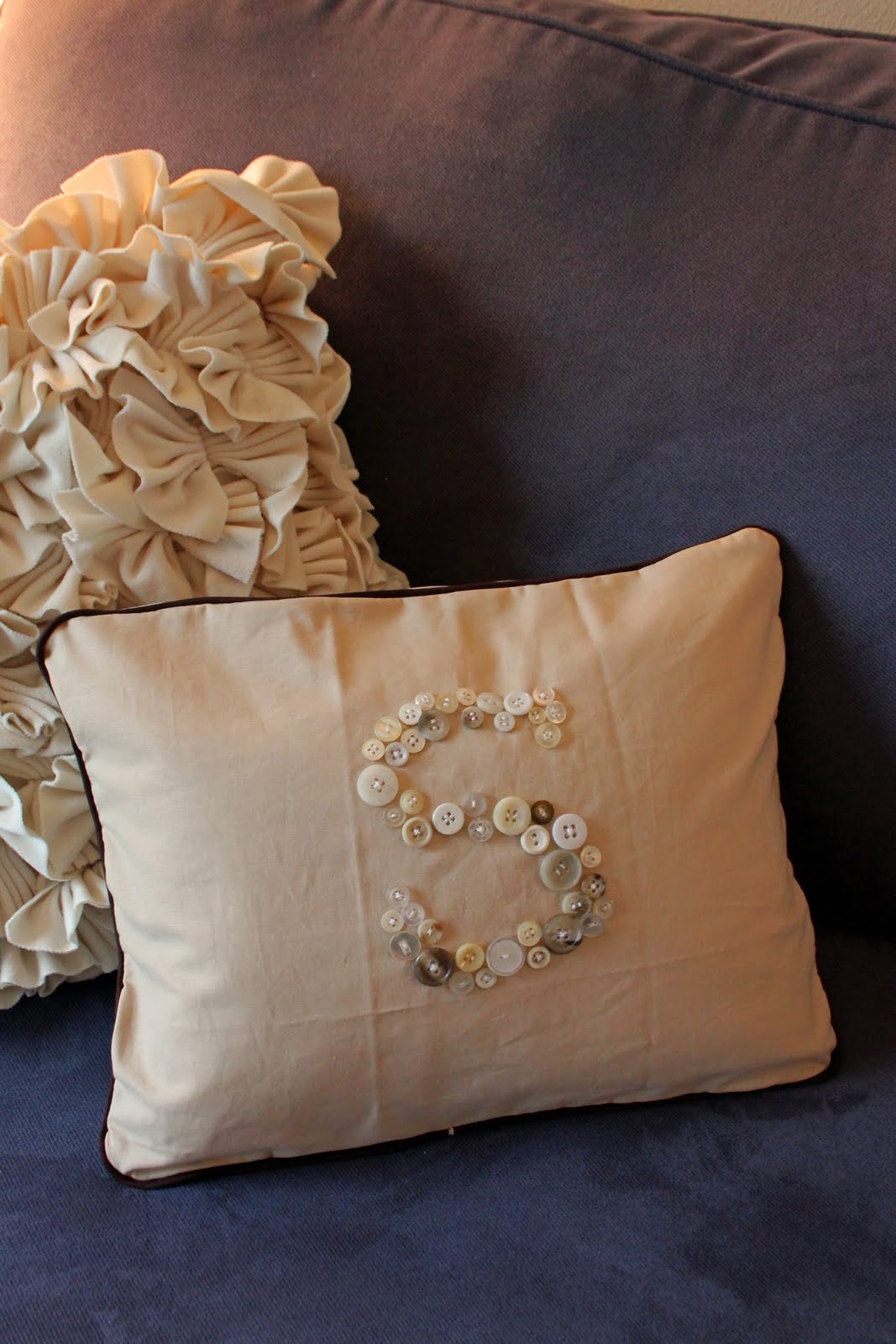 Frills Fluff and Trucks: Monogram Button Pillow