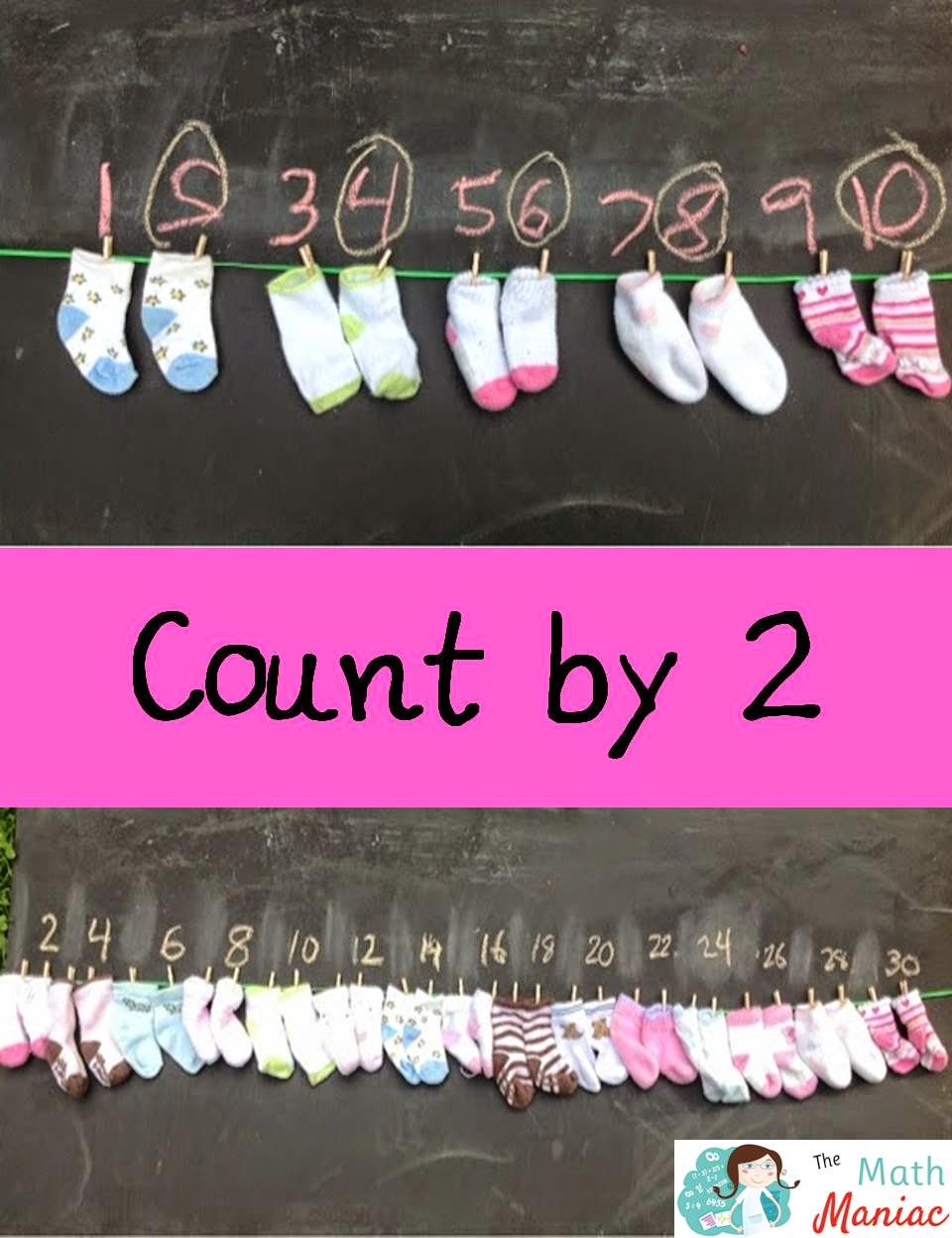 The Elementary Math Maniac: Skip Counting by 2's With Socks