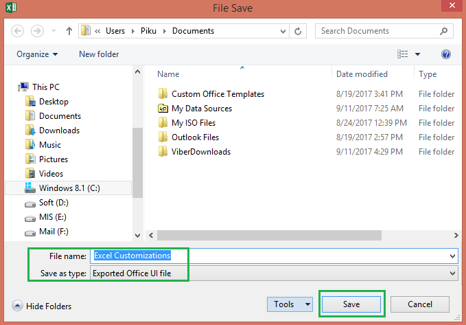 How To Export Or Import Your Customized Qat Or Ribbons In Excel 2013