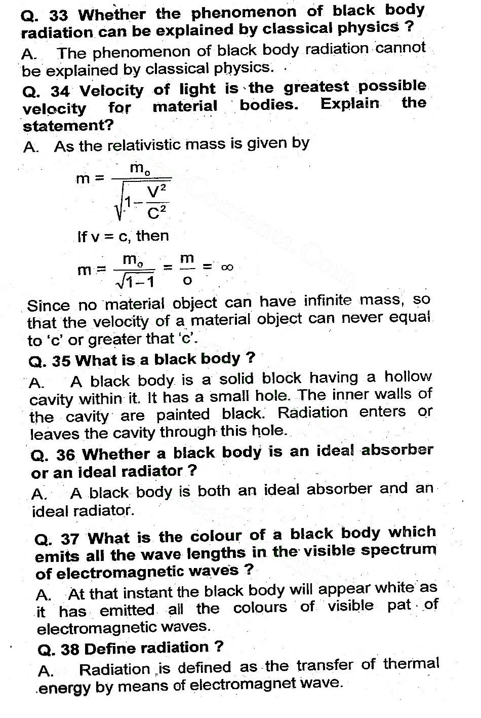 2nd Year Physics Chapter 19 Dawn of Modern Physics Short Questions ...