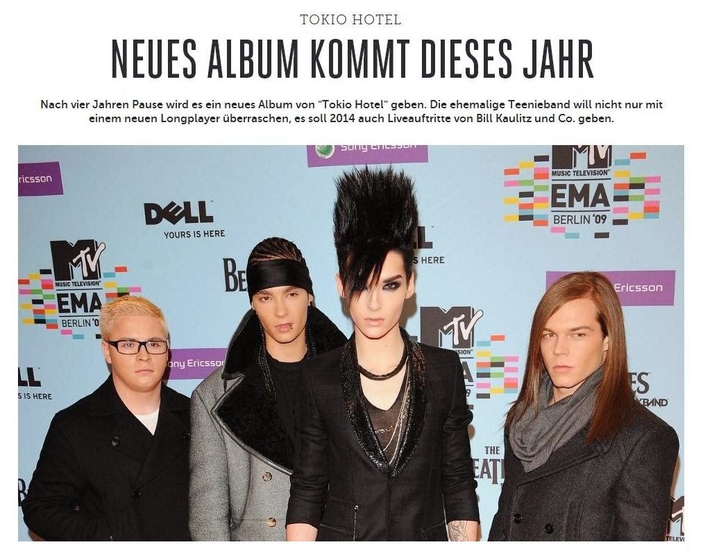 TOKIO HOTEL EN CALI: Bunte.de: Tokio Hotel: New Album Coming This Year.