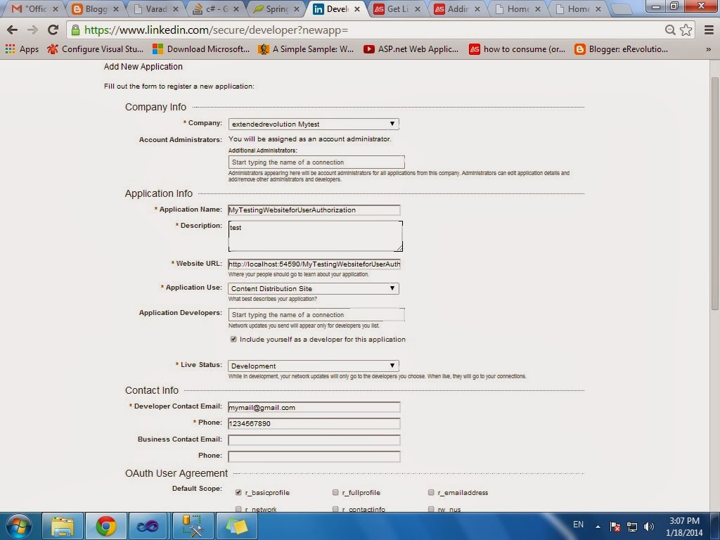 LinkedIn Login Button on our asp.net website using Javascript API